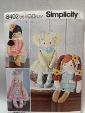 Simplicity Sewing Pattern 8402 Stuffed Doll Rag Dolls Clothes for sale ...