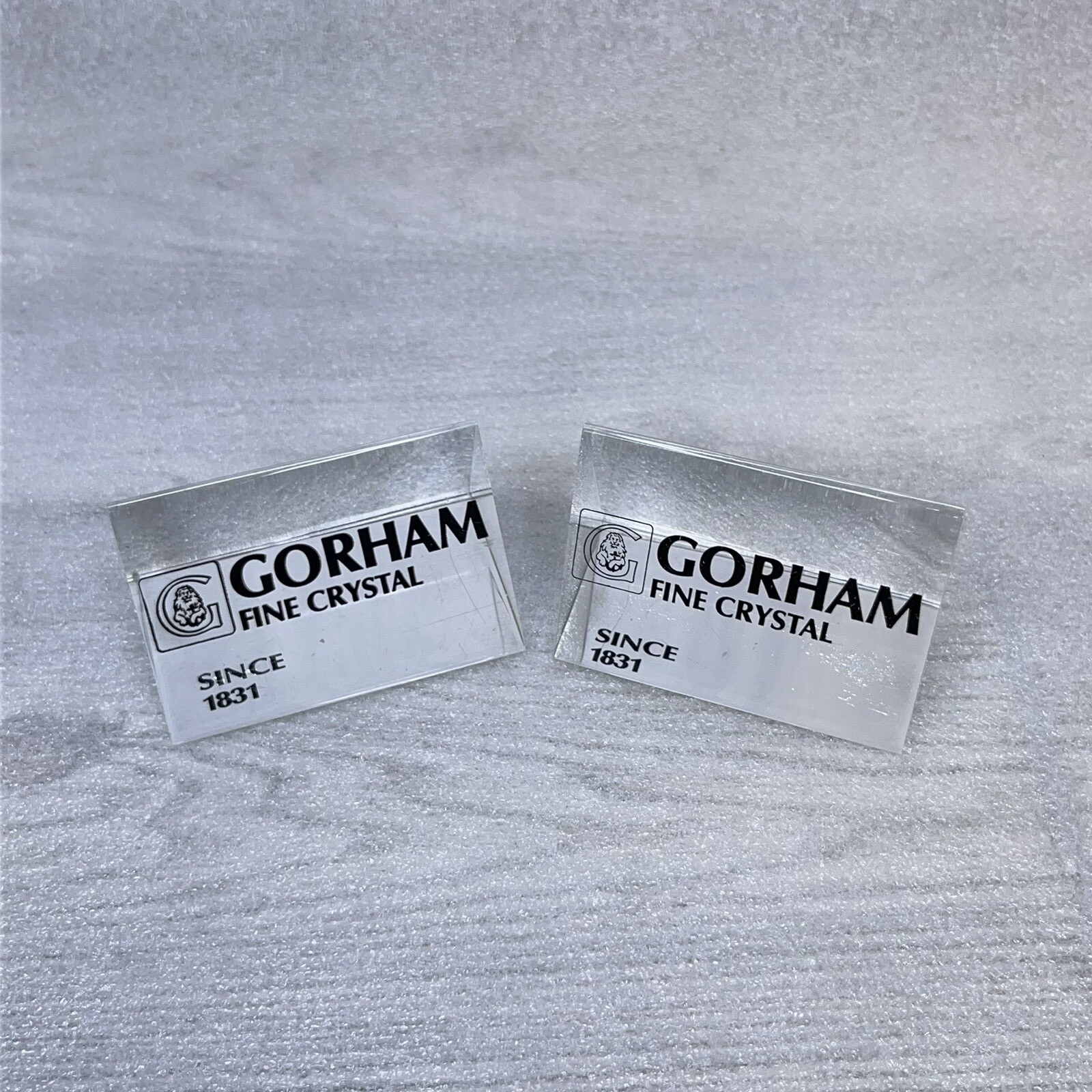 2x Gorham Fine Crystal Dealer Acrylic Counter Display Case Signs ...