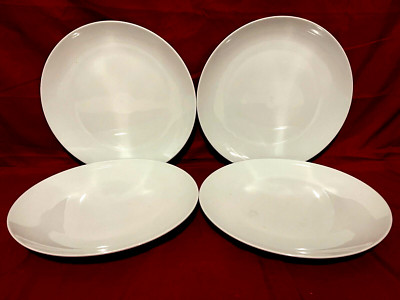 Over And Back Set Of 4 Plain White Porcelain Dinner Plates 10 3/4" | eBay