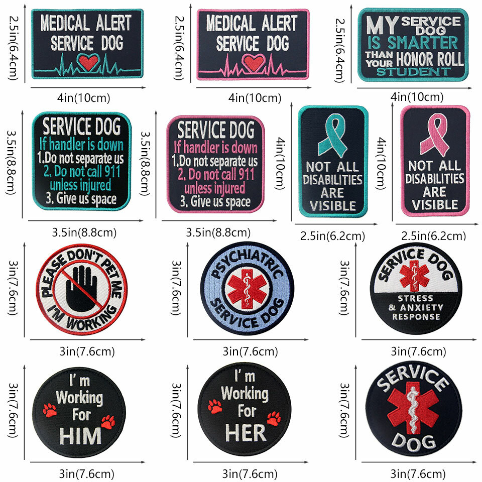 Service Dog vest patches Embroidered Hook Loop transfers Badges Many ...