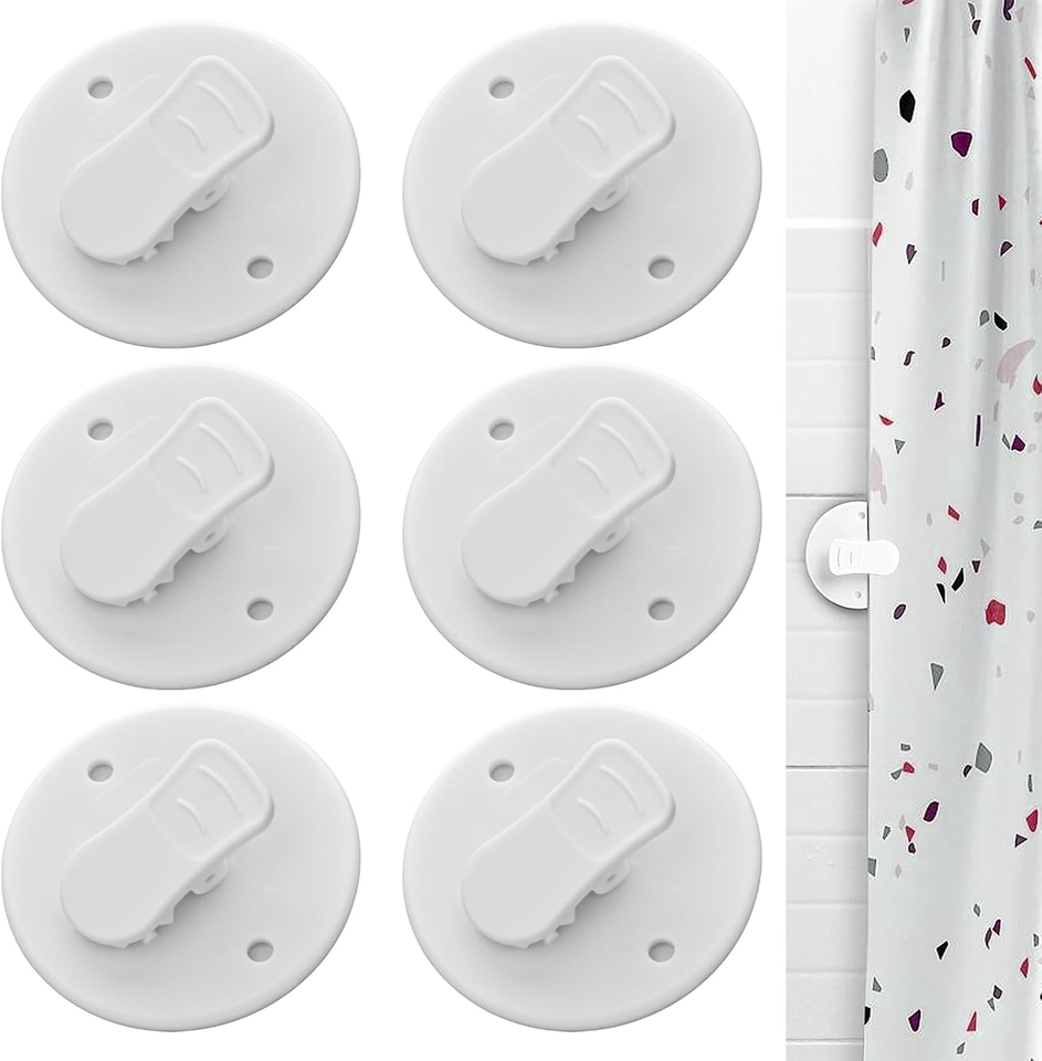 6 Pcs Shower Curtain Clips Self Adhesive Shower Splash Clips for ...