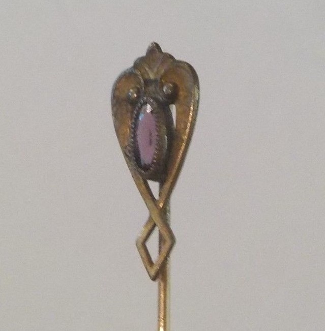 Antique Estate Gold Plated Stick Pin, Amethyst Colore… - Gem