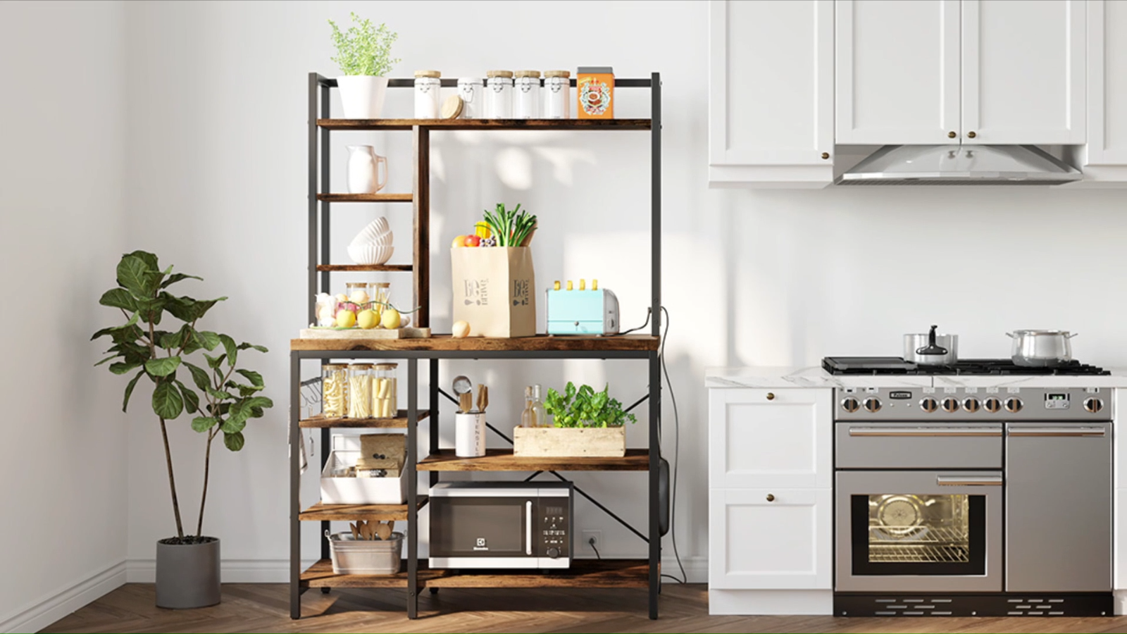 8-Tier Kitchen Bakers Rack Coffee Bar Station Utility Storage Shelf ...