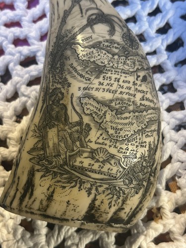Scrimshaw Faux Whale Tooth Map Designs | eBay