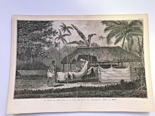 POLYNESIA CHIEF OF TAHITI 1774 JAMES COOK LARGE ANTIQUE ENGRAVED VIEW ...