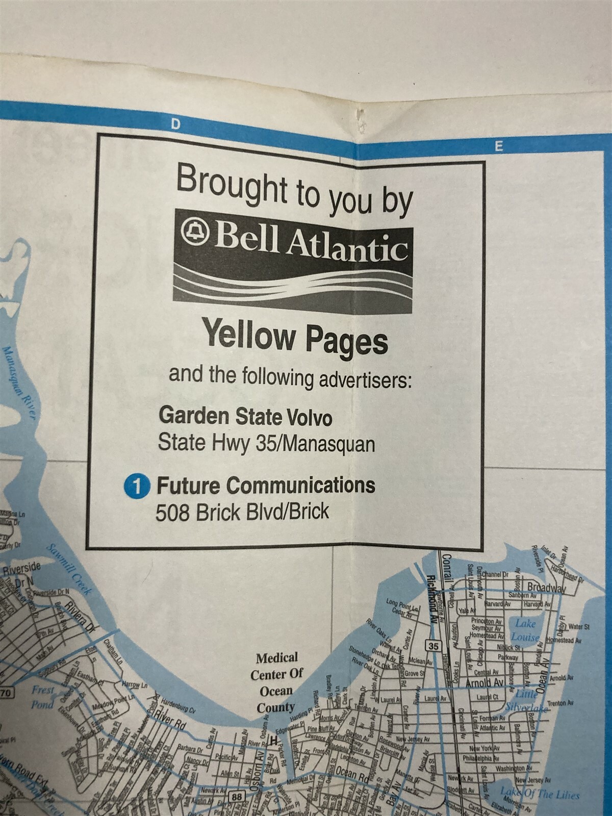 2000 Bell Atlantic Telephone Street Map of Northeast Ocean County NJ ...