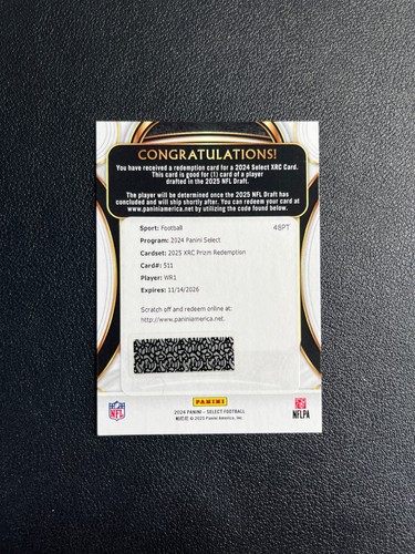 2024 Panini Select Football 2025 XRC Prizm Redemption #511 WR1 BJXH | eBay