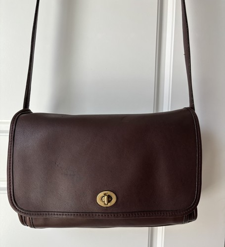 Vintage 80s Coach Crossbody Purse Mahogany Leather 9812 Ridgefield Flap ...