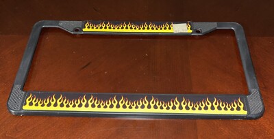 Vintage 1990s Flames Hot Rod License Plate Frame Black Plastic Rat Rod ...