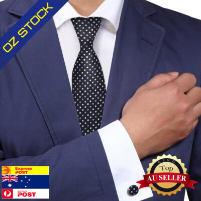 Y&G A2127 Midnight Blue Polka Dots Best Gift For Lawyers Silk Tie ...