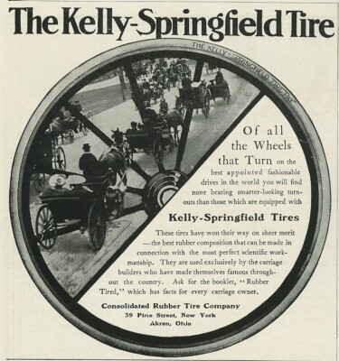 Kelly Springfield Tire Horse Carriage Akron Ohio 1905 Antique Print Ad ...