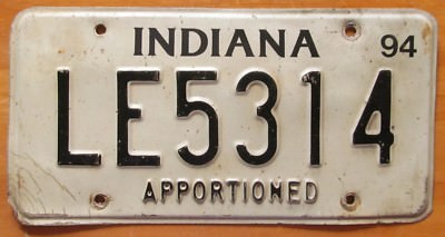 Indiana 1994 APPORTIONED License Plate # LE5314 | eBay