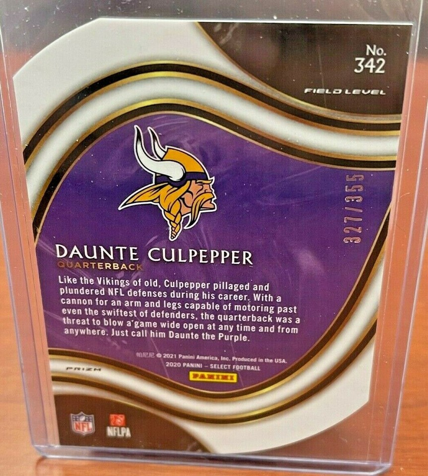 2020 Select DAUNTE CULPEPPER Copper Field Level Die Cut SP#327/355 ...