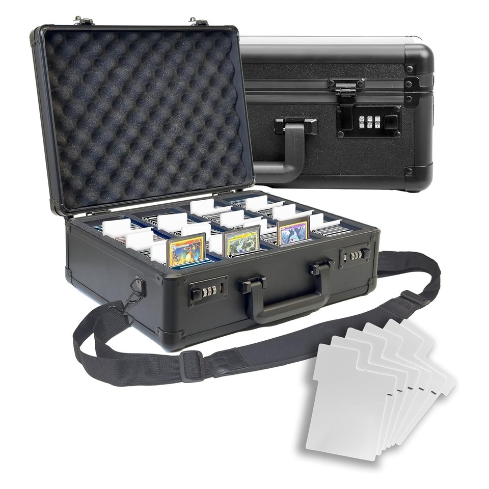 160 PSA Graded Card Storage Box Lockable 4-Slot Sports Card Case w ...