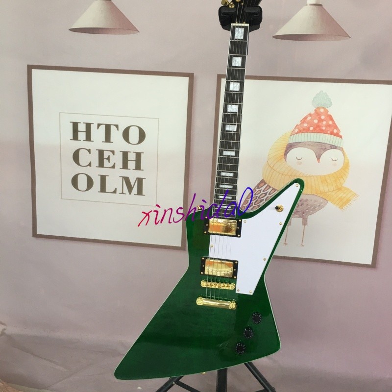 Explorer Green Flamed Maple Top Electric Guitar HH Pickups Gold ...