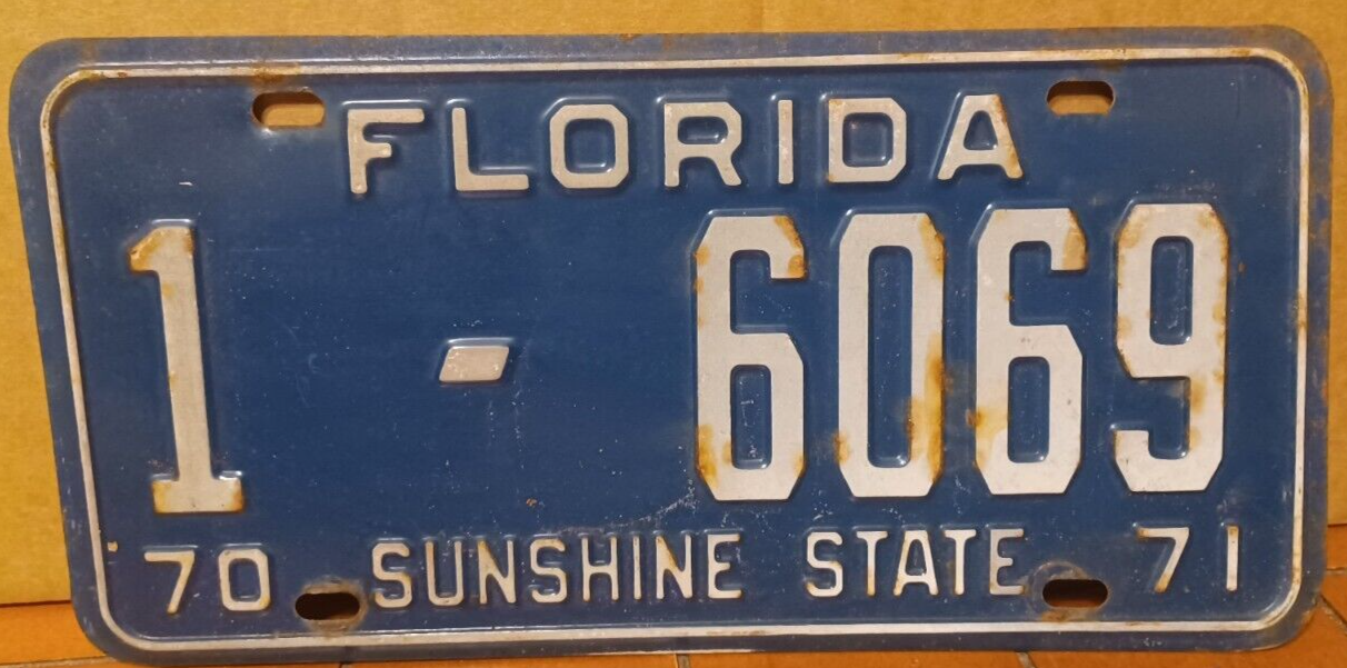 Vintage Original 70-71 FLORIDA Auto Car License Plate 1-6069 Dade/Miami ...