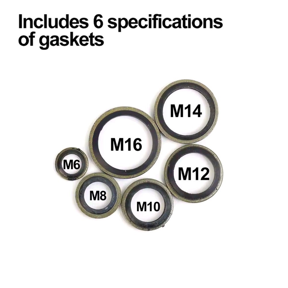 100pcs Oil Drain Plug Washer Gasket Assortment Kits M6 M8 M10 M12 M14 ...