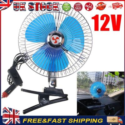 8 Inch 12V Cars Vehicle Dashboard Fan Oscillating Clip on Vans Cooling ...