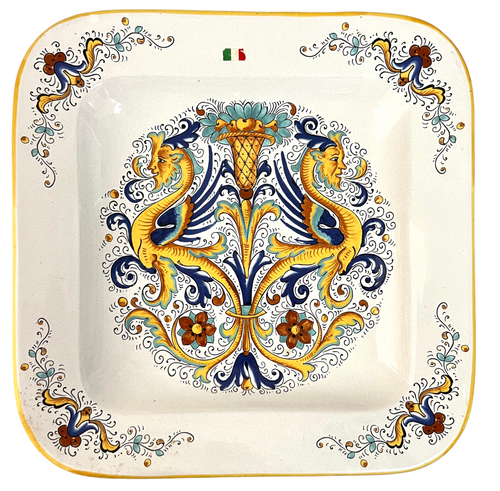 DERUTA Raffaellesco large 16" square serving platter Italy hand painted ...