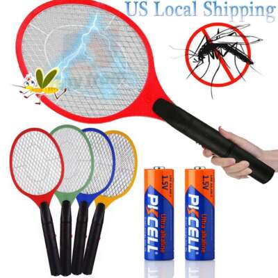 Electric Bug Zapper Swatter with Battery Racket Fly Mosquito Killer ...