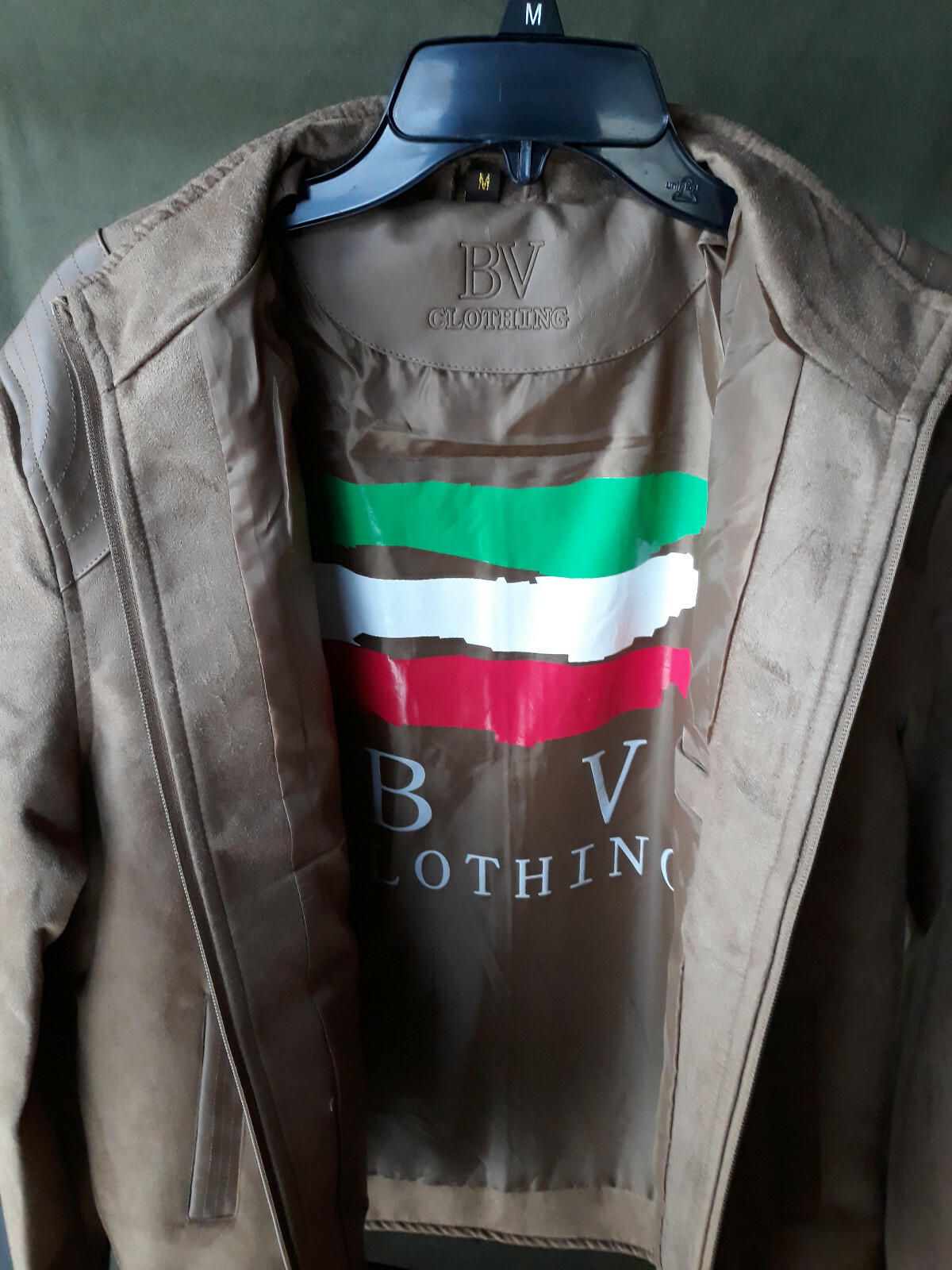 BV Clothing Italian Brown Suede Leather Zipper Jacket Men (M) New w ...