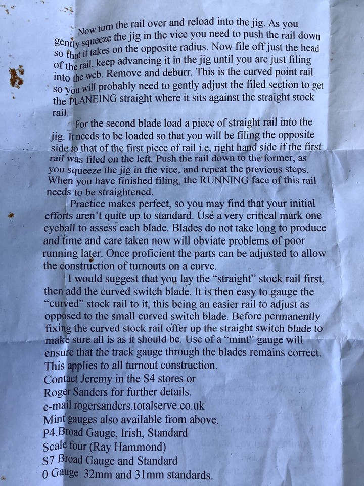 model railway, gwr, old type curved switch filing jig | eBay UK