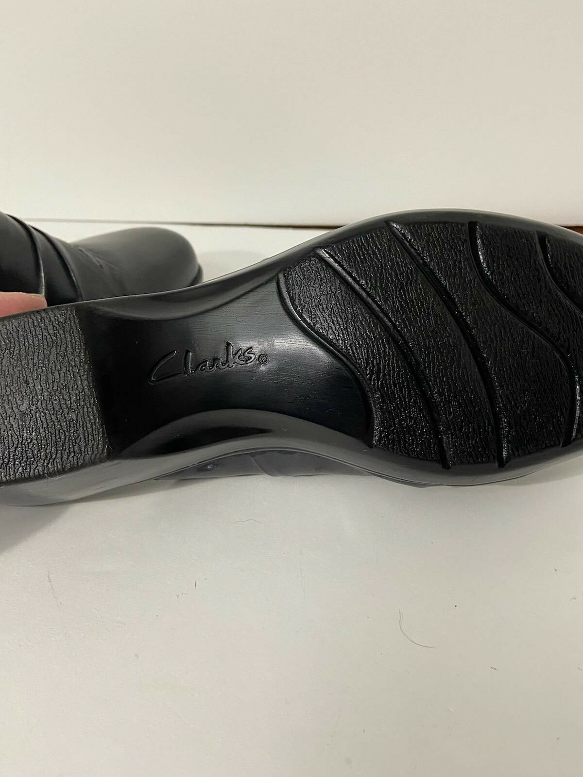 Clarks Leather Womens Size 8.5 M Black Backless Loafers | eBay