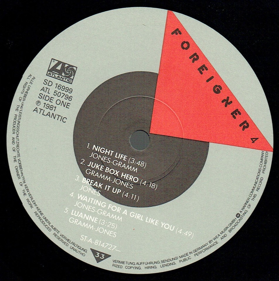 Vinyl, LP - Foreigner – 4 - Juke Box Hero, Urgent, Break It Up, Luanne ...