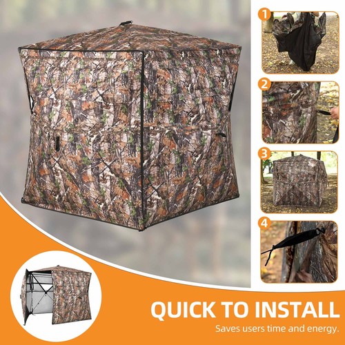 360 Degree See Hunting Blind Side Fully Open Door Hunting Stool for 2-3 ...