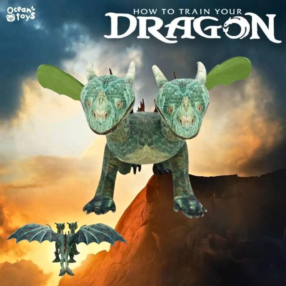 DreamWorks Zippleback Barf Belch 8" Plush HTTYD Printed Fabric ...