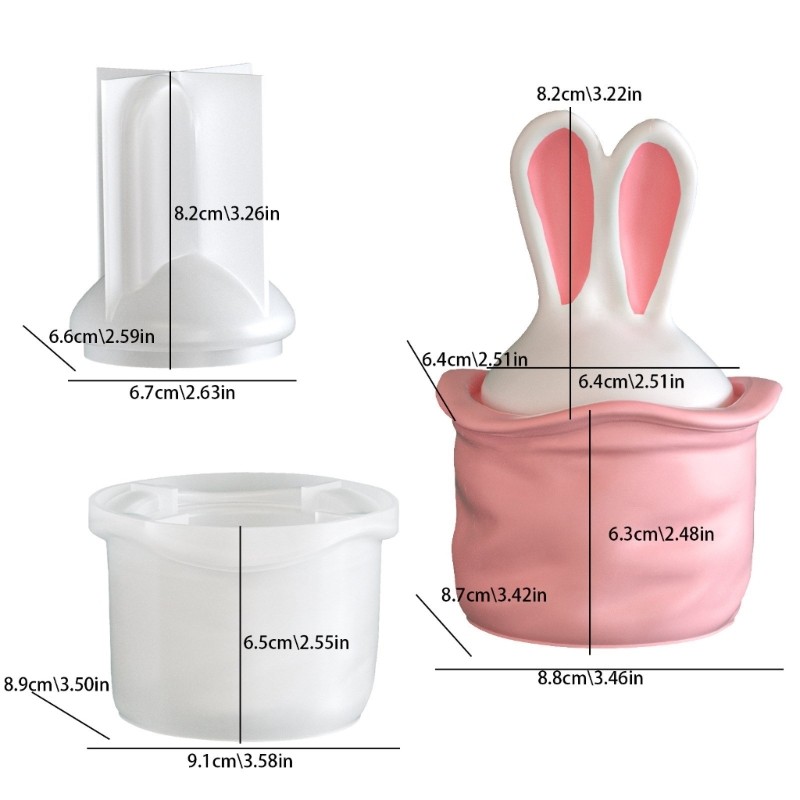 Silicone Mould For Long Ear Rabbits Shaped Storage Container Craft ...