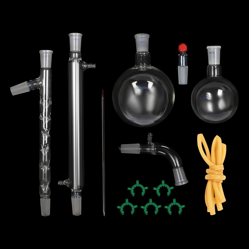 13 PCS Lab Chemilcal Unit 24/40 Joints Glass Organic Chemistry Lab ...