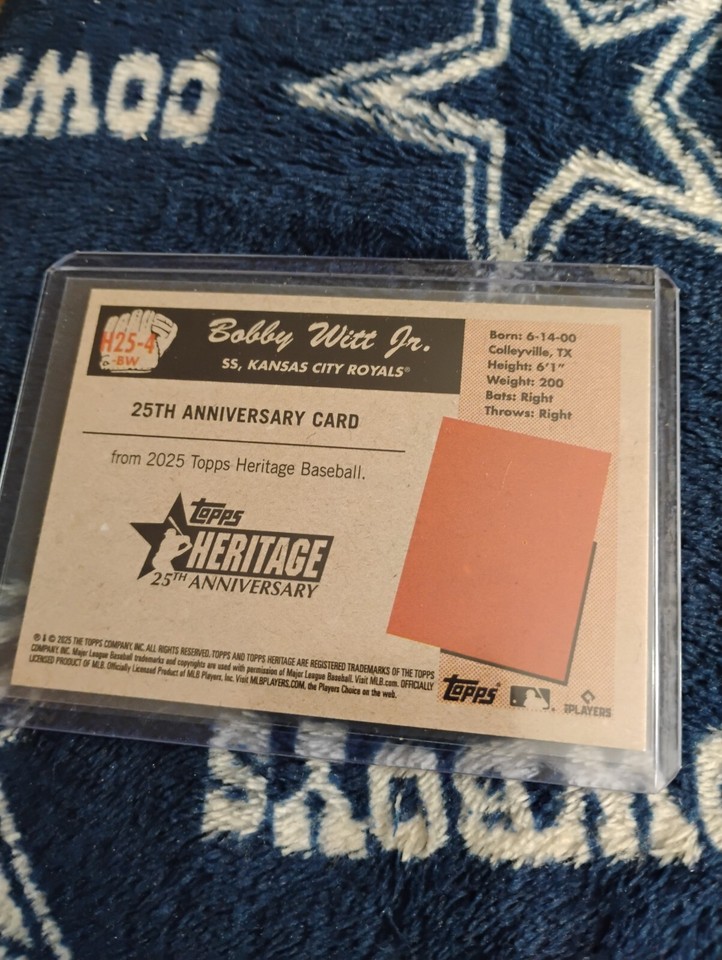 topps heritage baseball rc foil bobby witt jr # h25-4 bw 25th ...