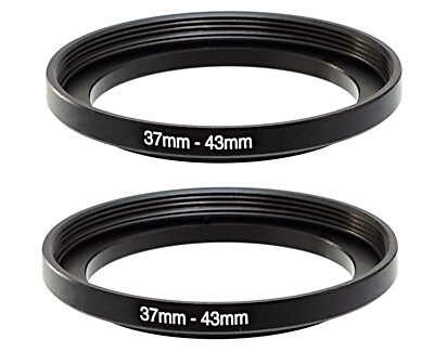 (2 Pcs) 37-43mm 37mm to 43mm Metal Step Up Lens Filter Ring Adapter US ...