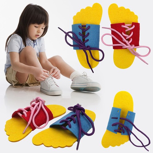 2x Kids Learn To Lace Tie Shoes Practice Lacing Learning Shoe SALE E5A2 ...