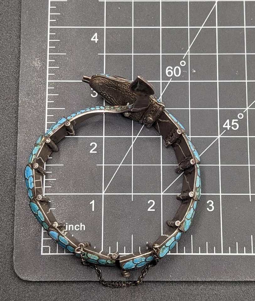 Vintage Signed Alba Mexico 925 Sterling Silver Blue Enamel Snake ...