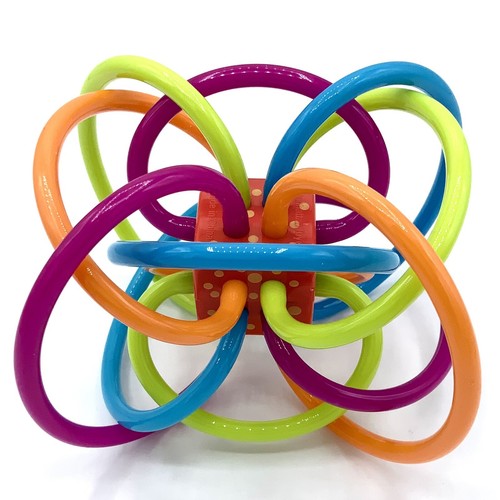 Manhattan Winkel Rattle and Sensory Teether Activity Baby Toy 5”x4”x3 ...