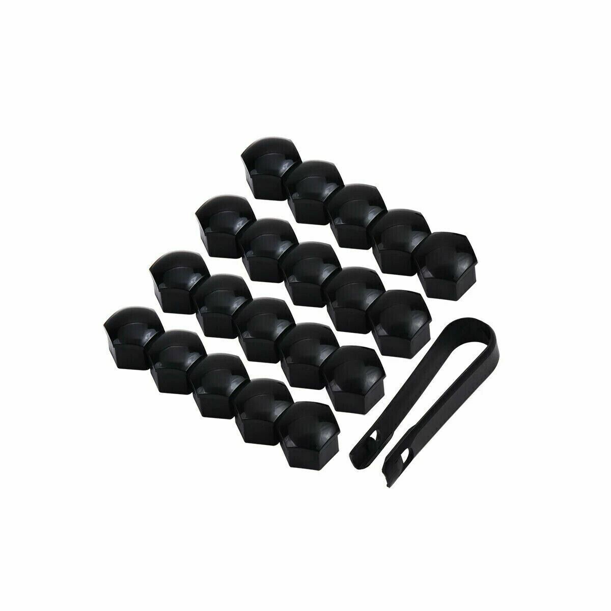 19mm GLOSS BLACK ALLOY WHEEL NUT BOLT COVER CAPS UNIVERSAL SET FOR ANY ...