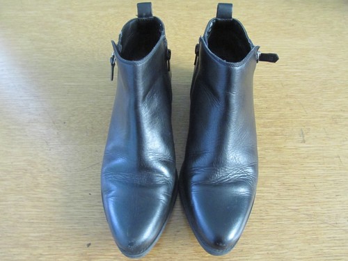 FIRETRAP BLACK LEATHER ANKLE BOOTS SIZE 39 ZIPS AT EACH SIDE | eBay