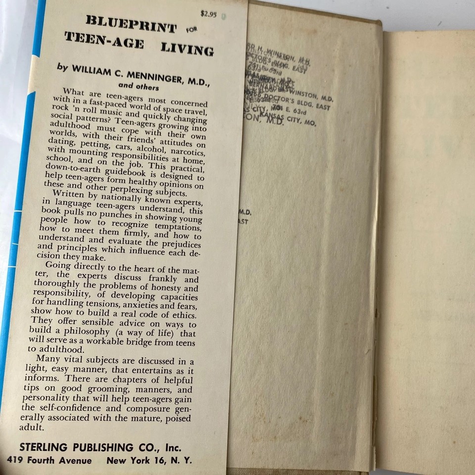 Rare textbook Blueprint for Teen-Age Living William C. Menninger 1958 ...