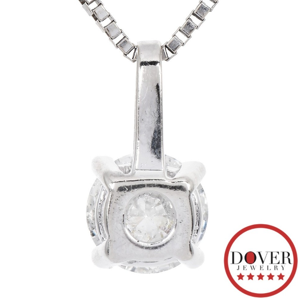 Italian Karizia 0.45ct Diamond 14K Gold Solitaire Pendant Necklace 2.0 ...