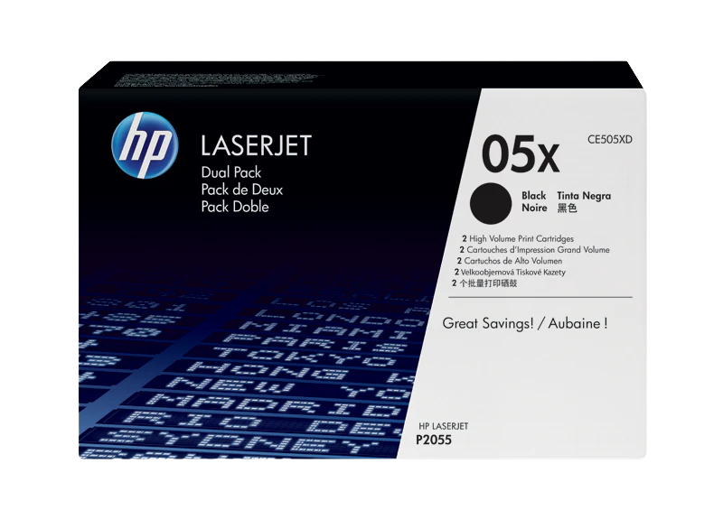 HP 05X High Yield Black 2-Pack Original LaserJet Toner Cartridge CE505X ...
