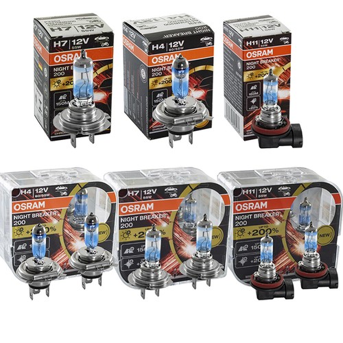 OSRAM NIGHT BREAKER 200 H4 H7 H11 Halogen Glühbirnen 200% mehr ...