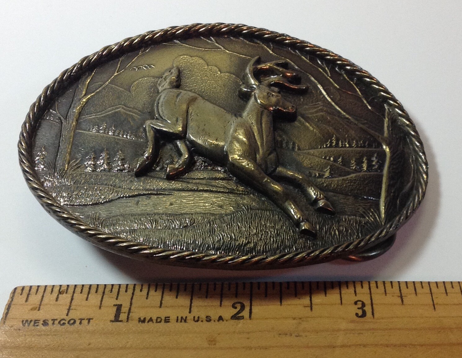 1980 RUNNING BUCK Belt Buckle, SOLID BRASS, Serial #4… - Gem