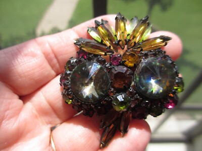 BREATHTAKING VTG UNSIGNED SCHREINER OR REGENCY RIVOLI GLASS RHINESTONE ...