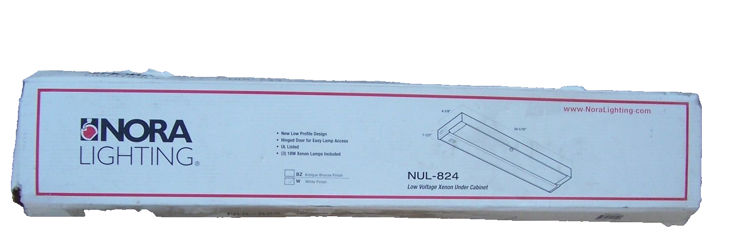 24" Nora Lighting NUL-824 Under Cabinet Fixture White Low Voltage 3 ...