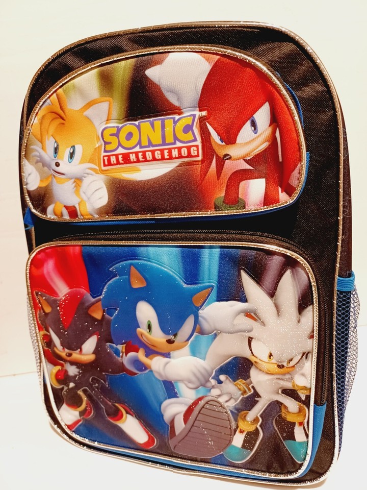 Sonic Shadow Tails Knuckles Boys School Backpack Bookbag Silver Sonic ...