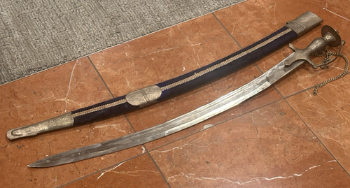 CEREMONIAL WEDDING VINTAGE 33" SWORD CURVE BLADE BLUE VELVET TALWAR ...