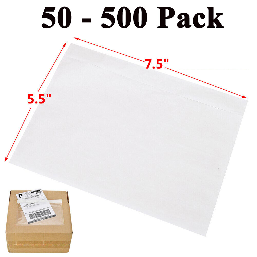 7.5" x 5.5" Clear Adhesive Packing List Shipping Label Envelopes ...