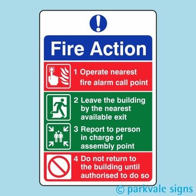 General Fire Action Sign (414) | eBay UK
